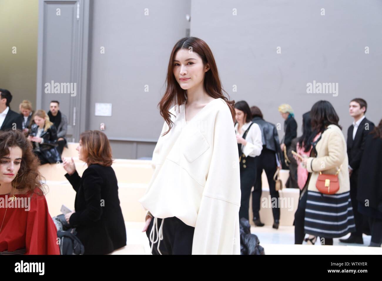 Chinese model He Sui poses at the Chloe Fashion Show during the Paris ...