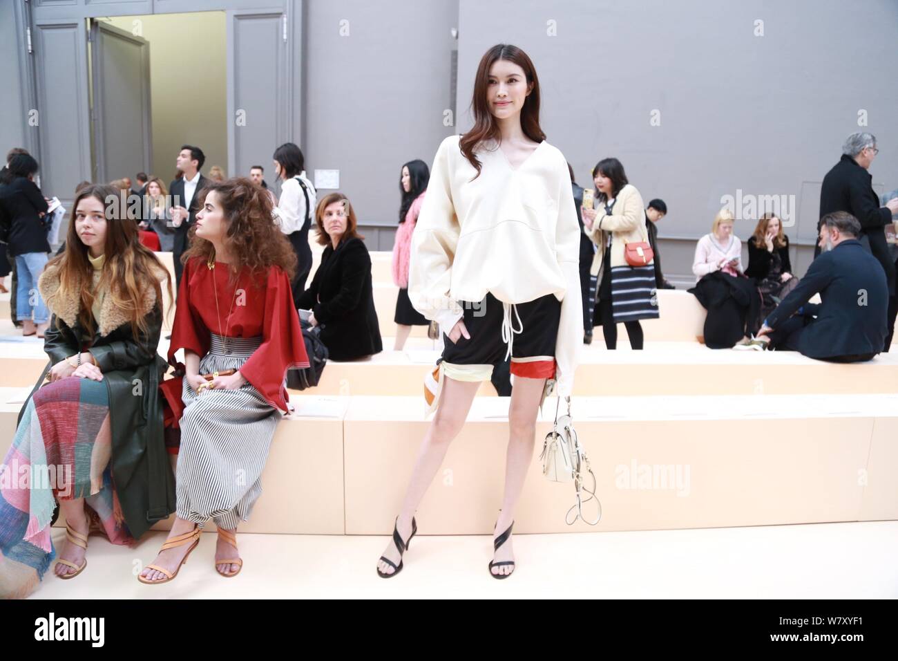 Chinese model He Sui poses at the Chloe Fashion Show during the Paris ...