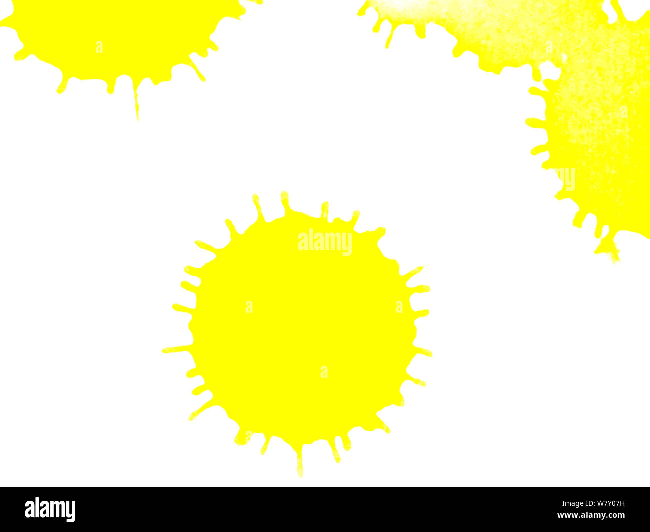 dot yellow color watercolor Paint splashes on white paper background ...