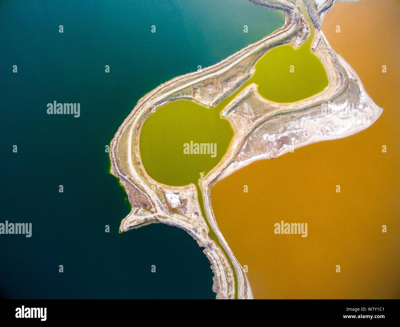Aerial view of colorful Salt Lake of Yuncheng, world-famous inland salt ...