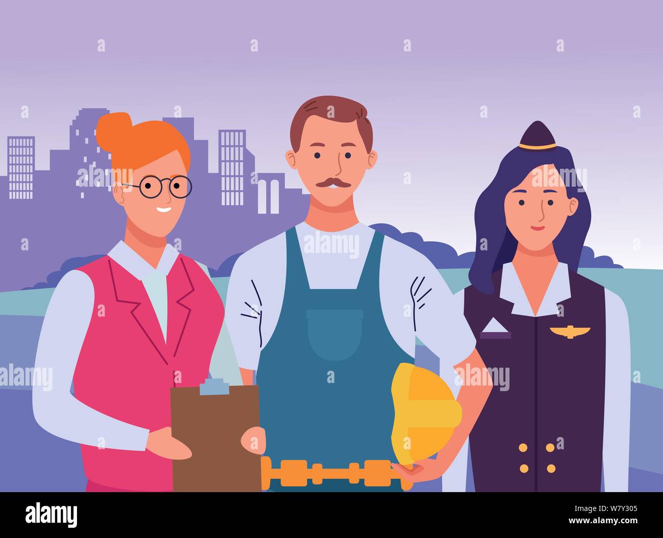 Professionals workers characters smiling cartoons Stock Vector Image ...