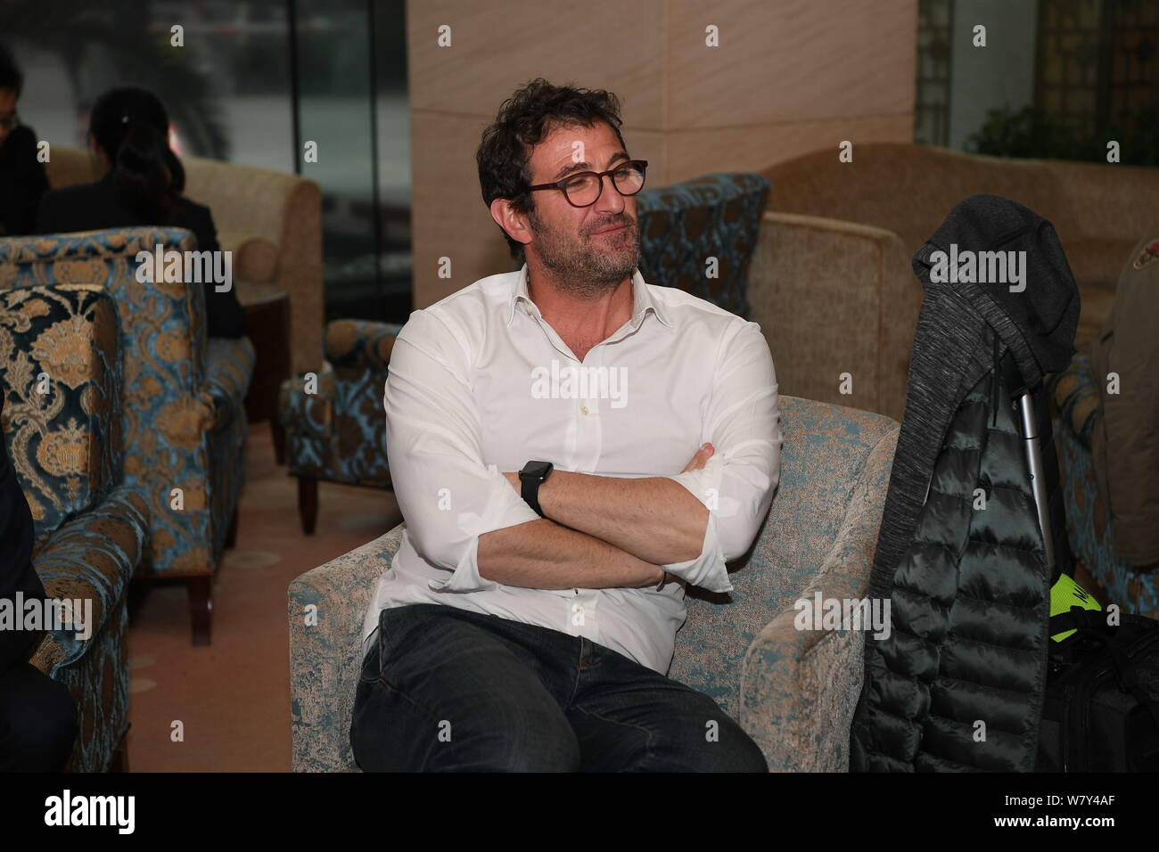 Italian football star Ciro Ferrara arrives at a hotel ahead of a match ...