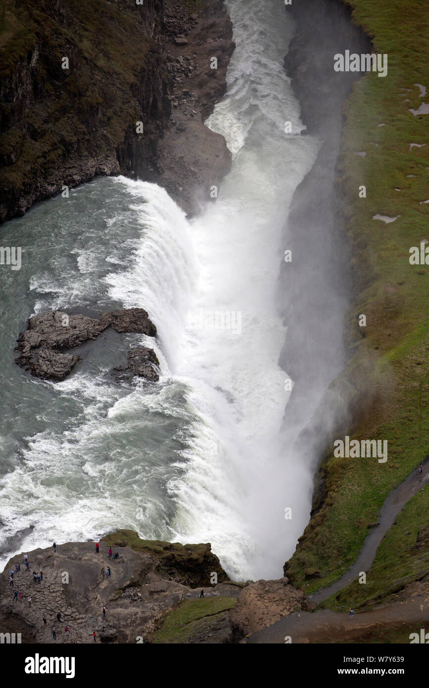 Aerial view of Gullfoss waterfall, South West Iceland, June 2014 Stock ...