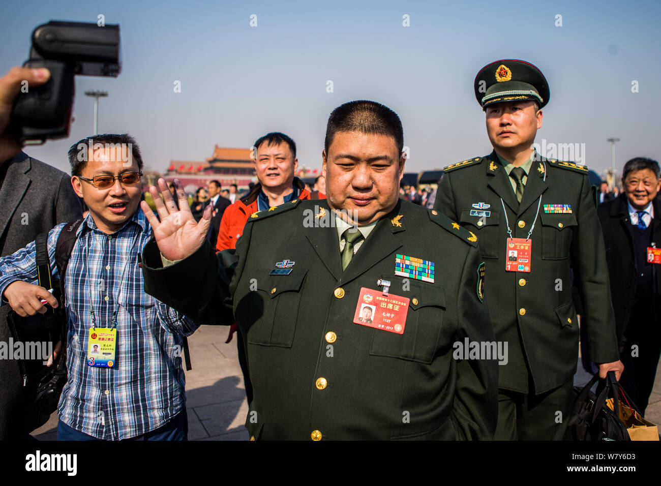 Chinese general Mao Xinyu, center, the grandson of Mao Zedong, arrives ... Chinese general Mao Xinyu, center, the grandson of Mao Zedong, arrives ...