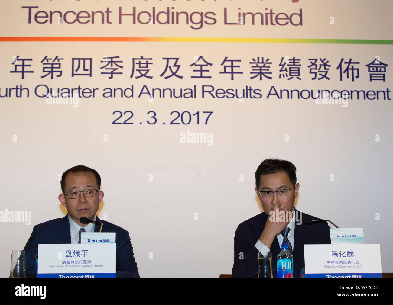 (From left) Martin Lau, Tencent's President and Executive Director, and ...