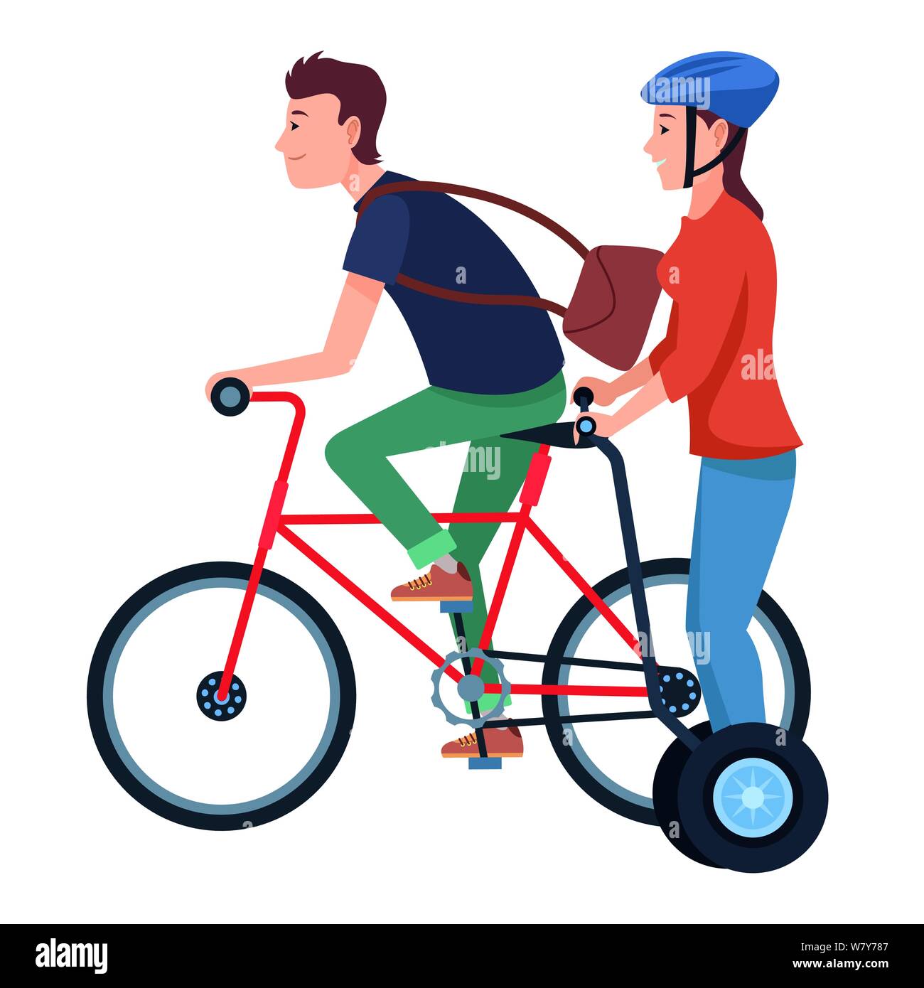 Young people riding bike and scooter Stock Vector Image & Art - Alamy