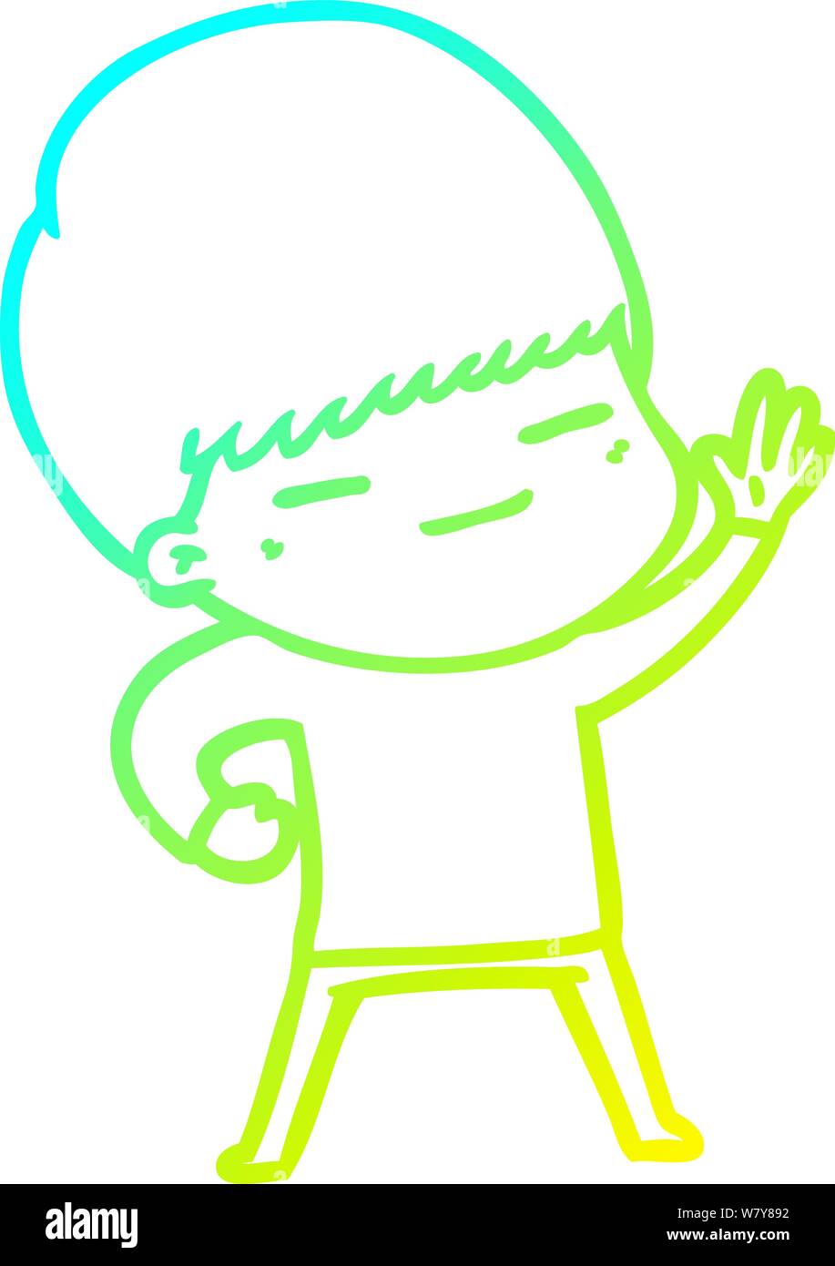cold gradient line drawing of a cartoon smug boy Stock Vector Image ...