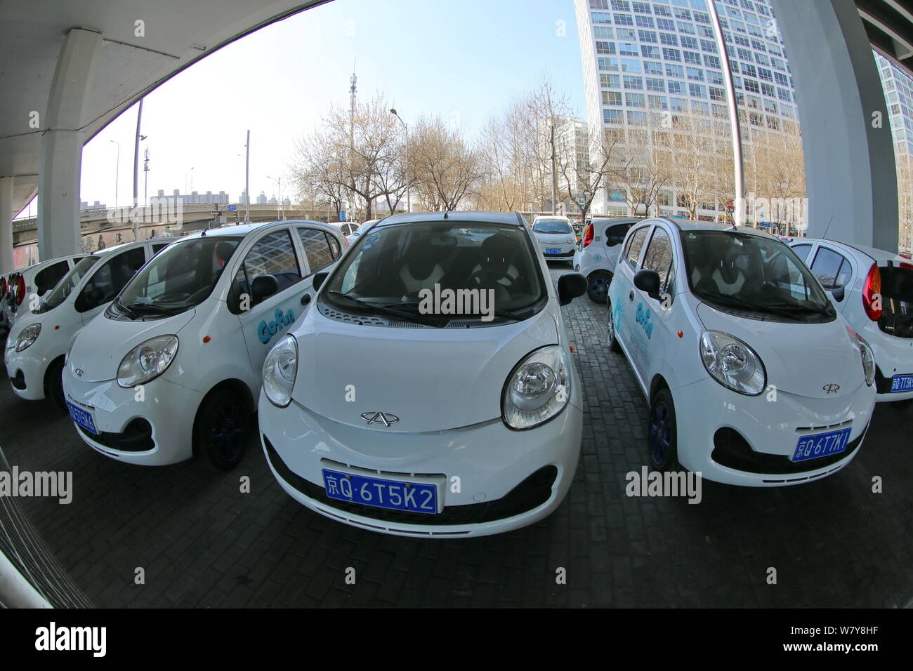 View electric vehicles (EV) of Chinese car-sharing service Gofun on a ...