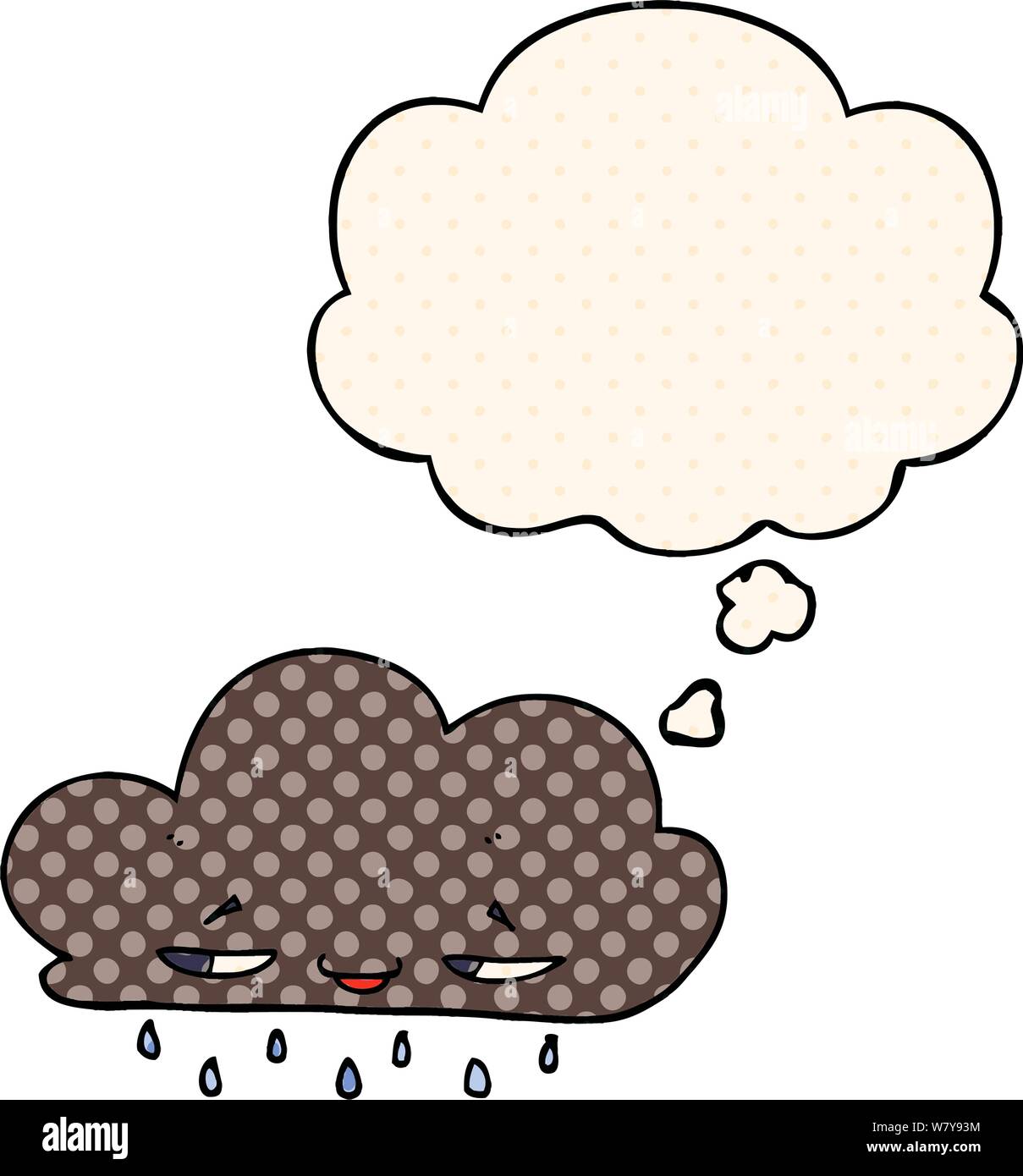 cartoon rain cloud with thought bubble in comic book style Stock Vector ...