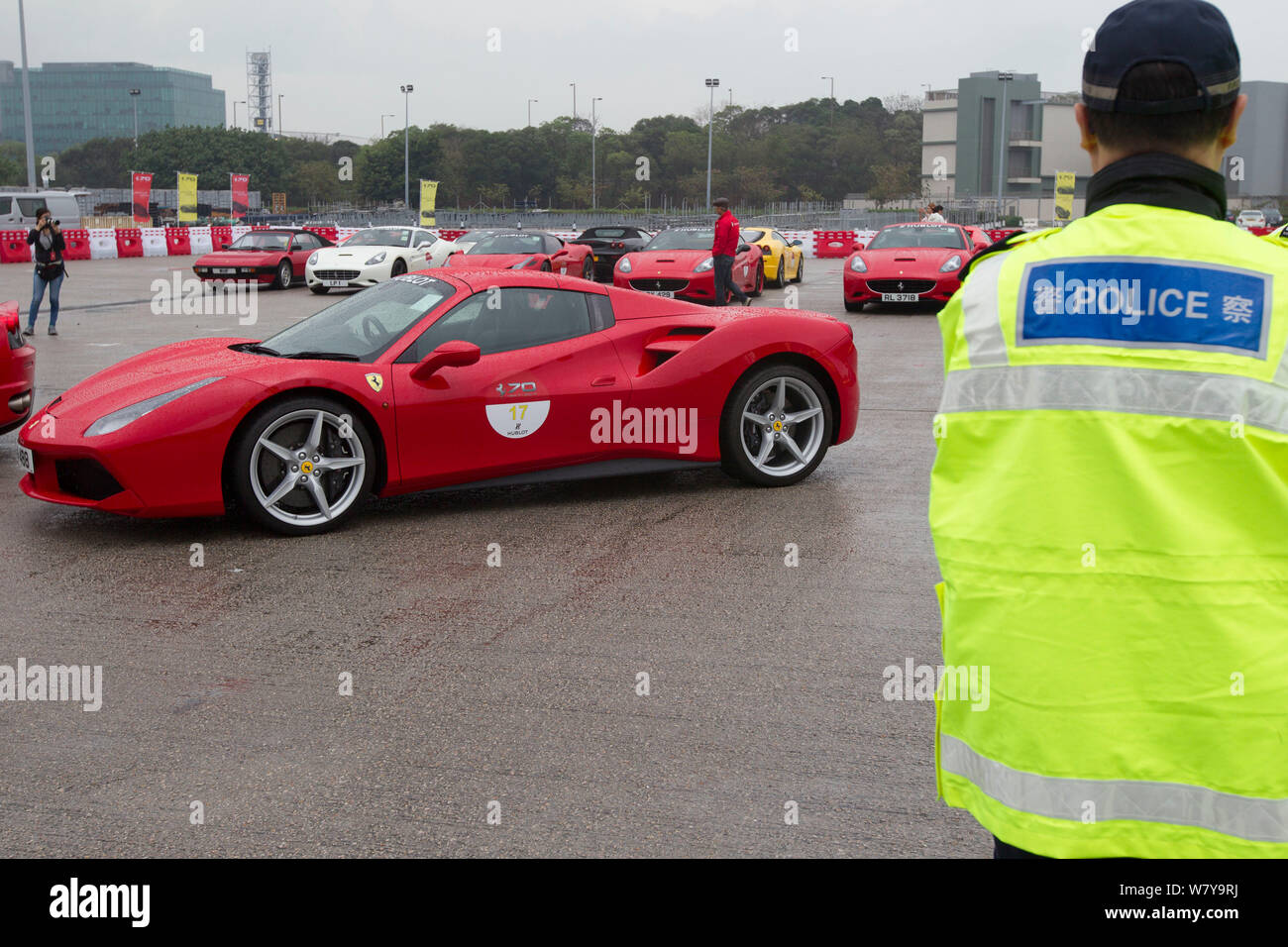 Ferrari sports cars owned by 70 fans are on display during the 70th ...