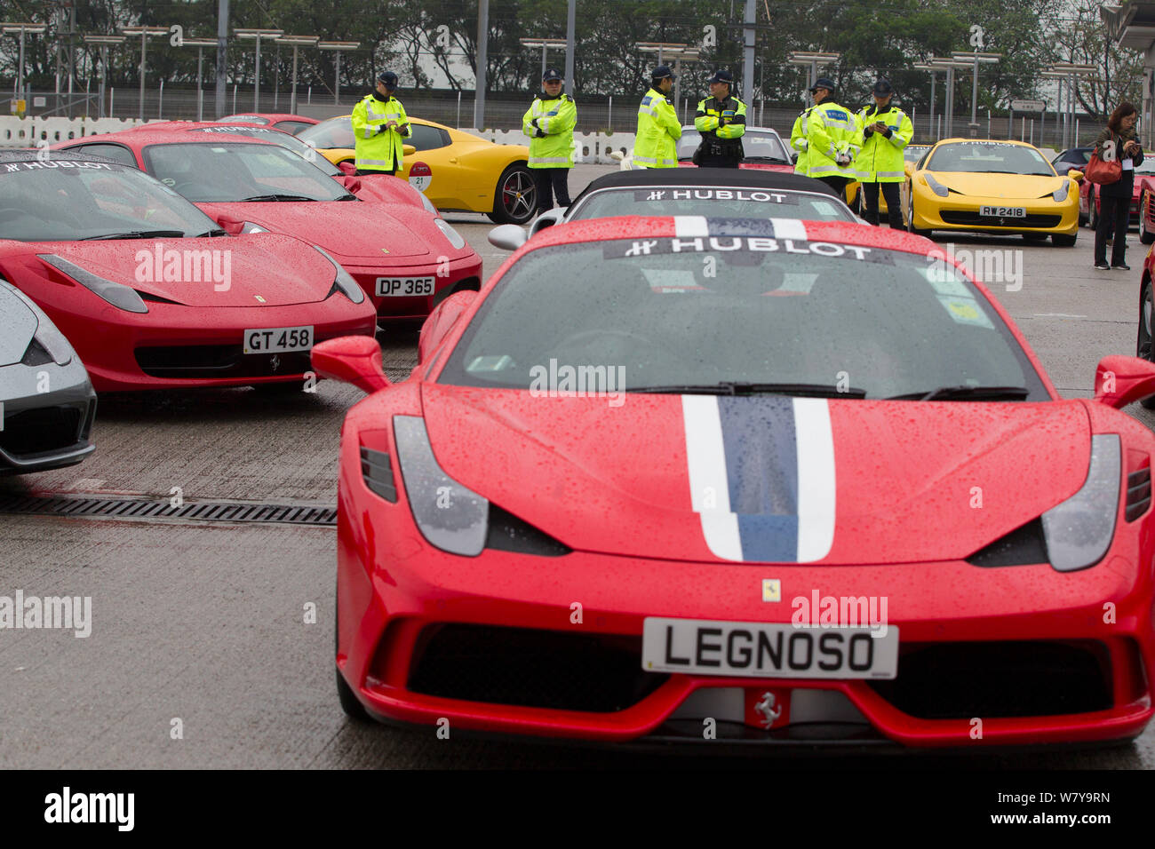 Ferrari sports cars owned by 70 fans are on display during the 70th ...