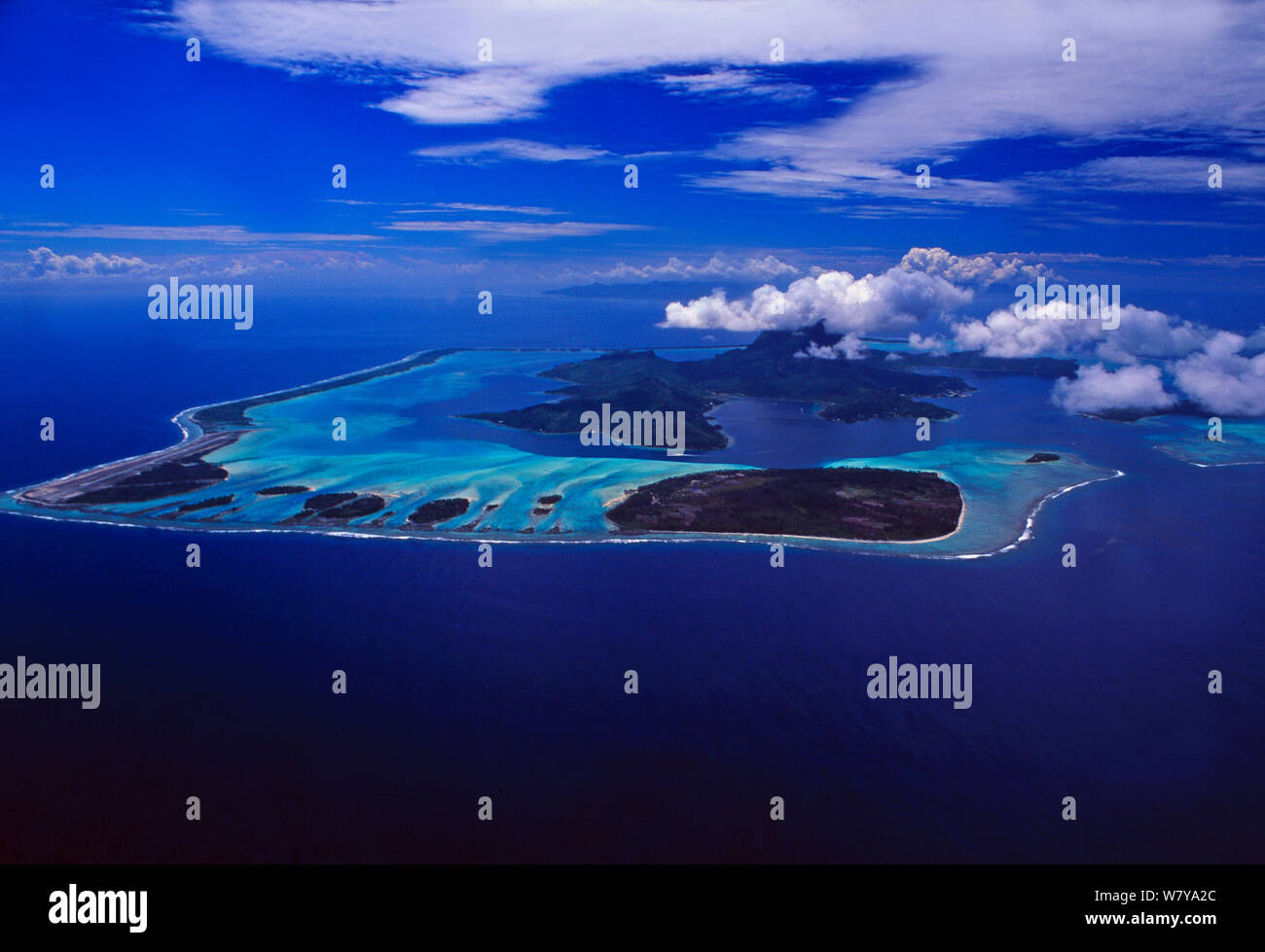 French Polynesia: Helicopter flight over Bora Bora Island Stock Photo ...