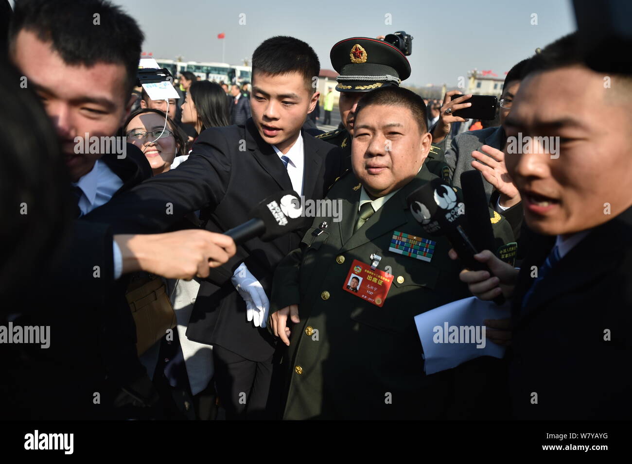 Chinese general Mao Xinyu, center, the grandson of Mao Zedong, arrives ...