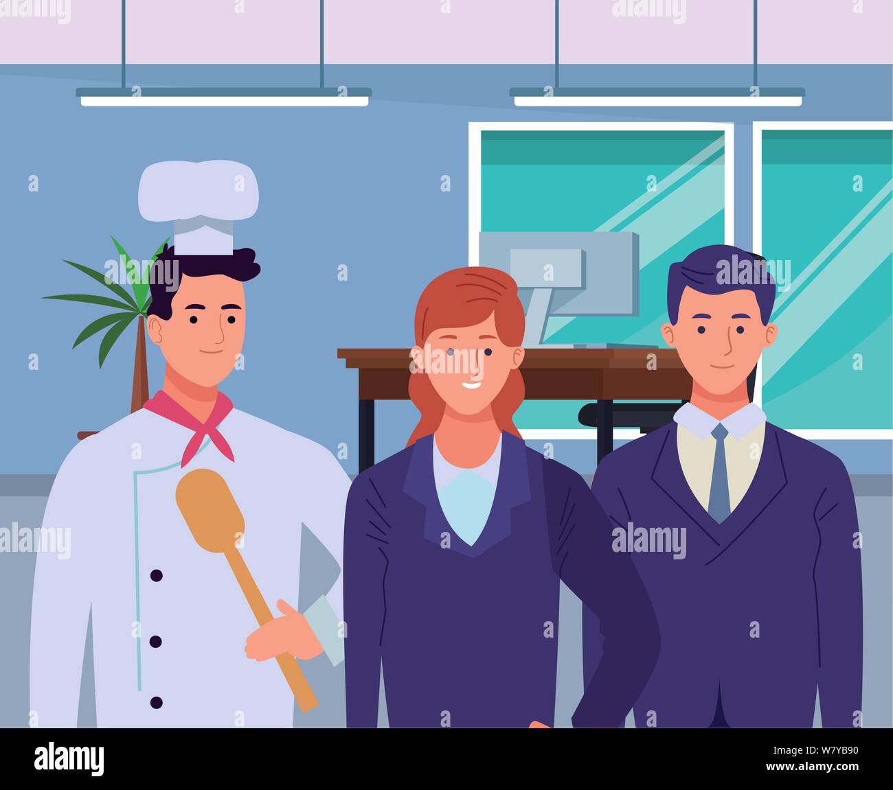 Professionals workers characters smiling cartoons Stock Vector Image ...