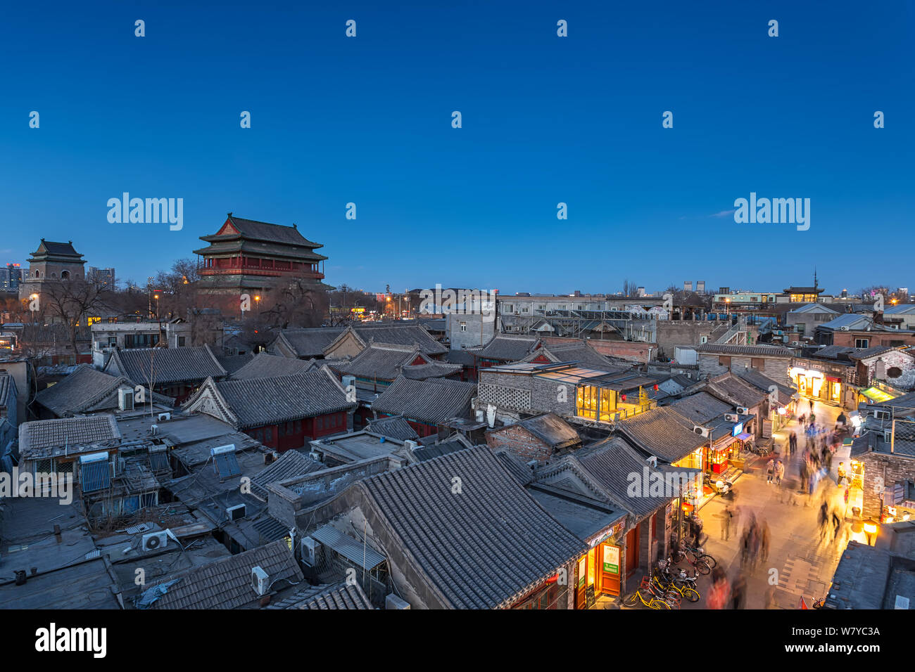 Night view of the Beijing Drum Tower, also known as Gulou, in Beijing ...