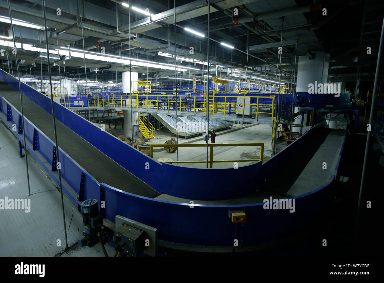 View of the baggage transfer system at the Terminal 3 building at Wuhan ...