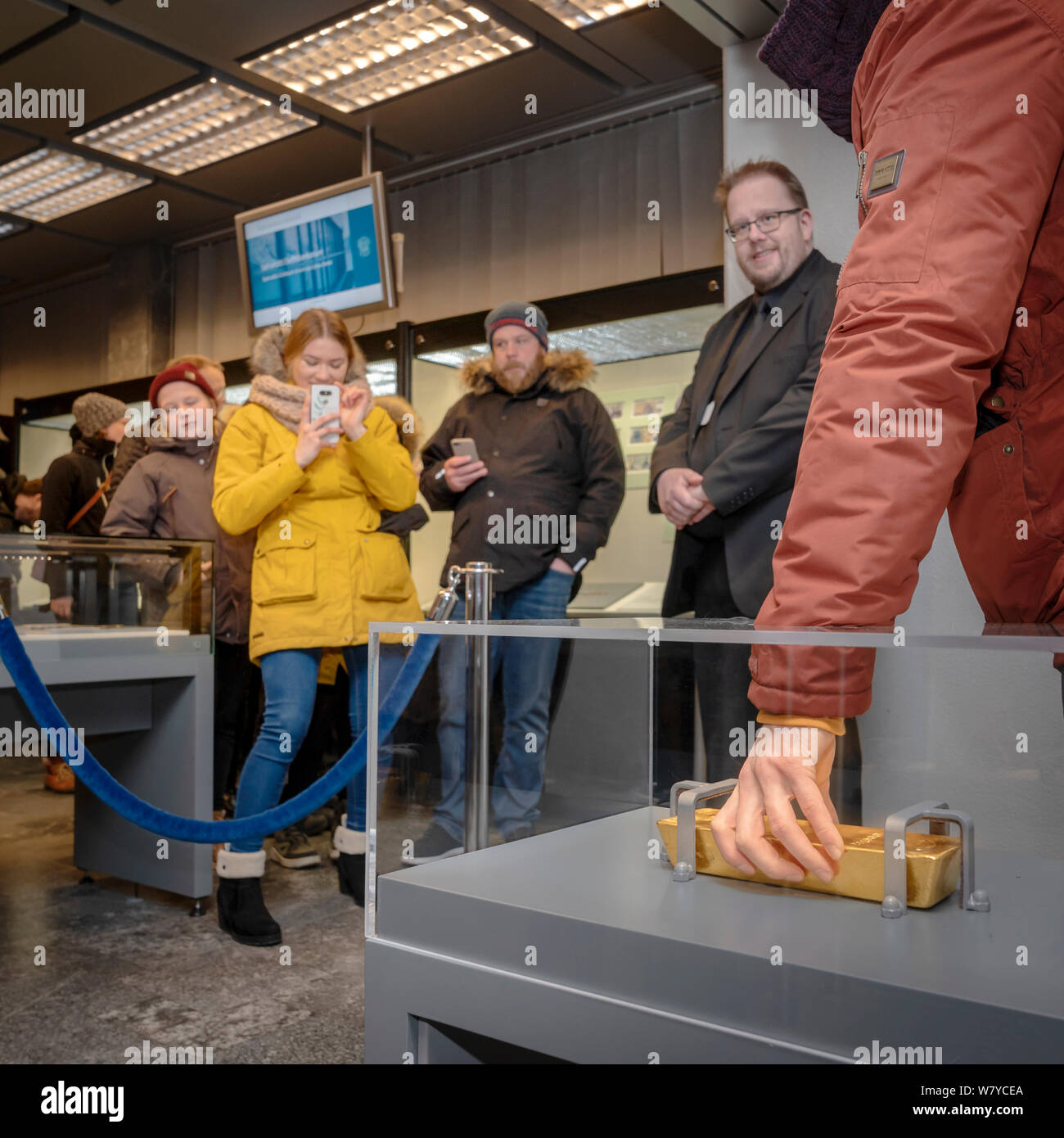 Gold Bar display at The Central Bank, Reykjavik, Iceland Stock Photo ...