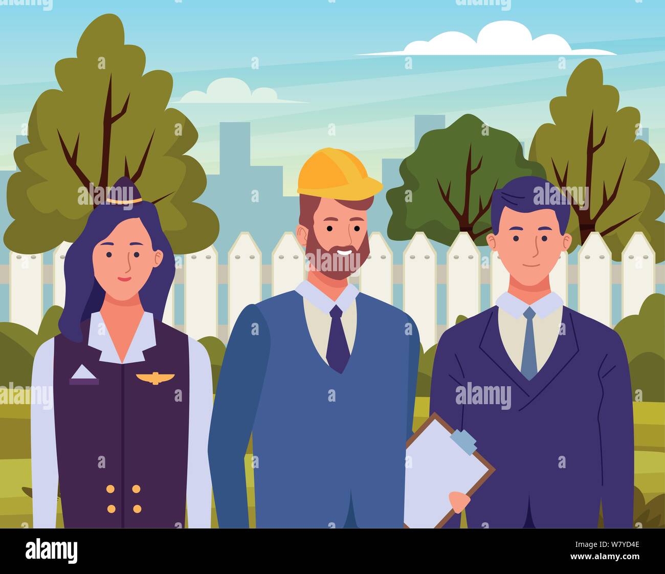 Professionals workers characters smiling cartoons Stock Vector Image ...