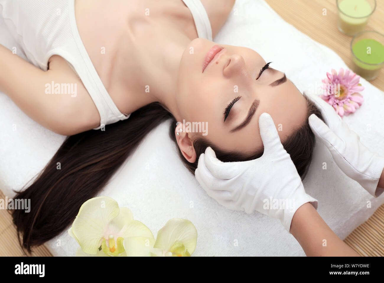 Skin And Body Care. Close-up Of A Young Woman Getting Spa Treatment At Beauty Salon. Spa Face ...