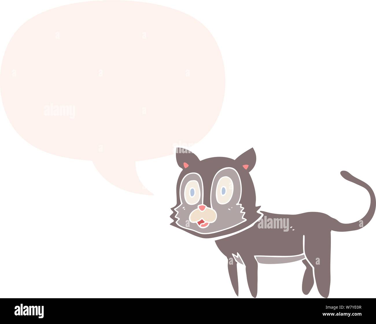 happy cartoon cat with speech bubble in retro style Stock Vector Image ...