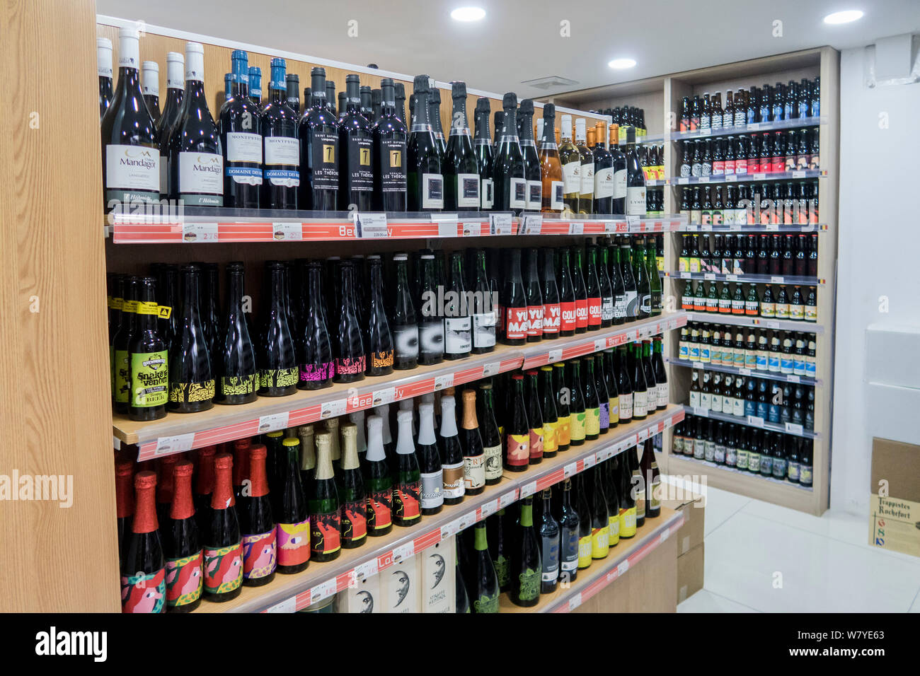 Bottles of imported beer are for sale in the Haifu Convenience Store ...