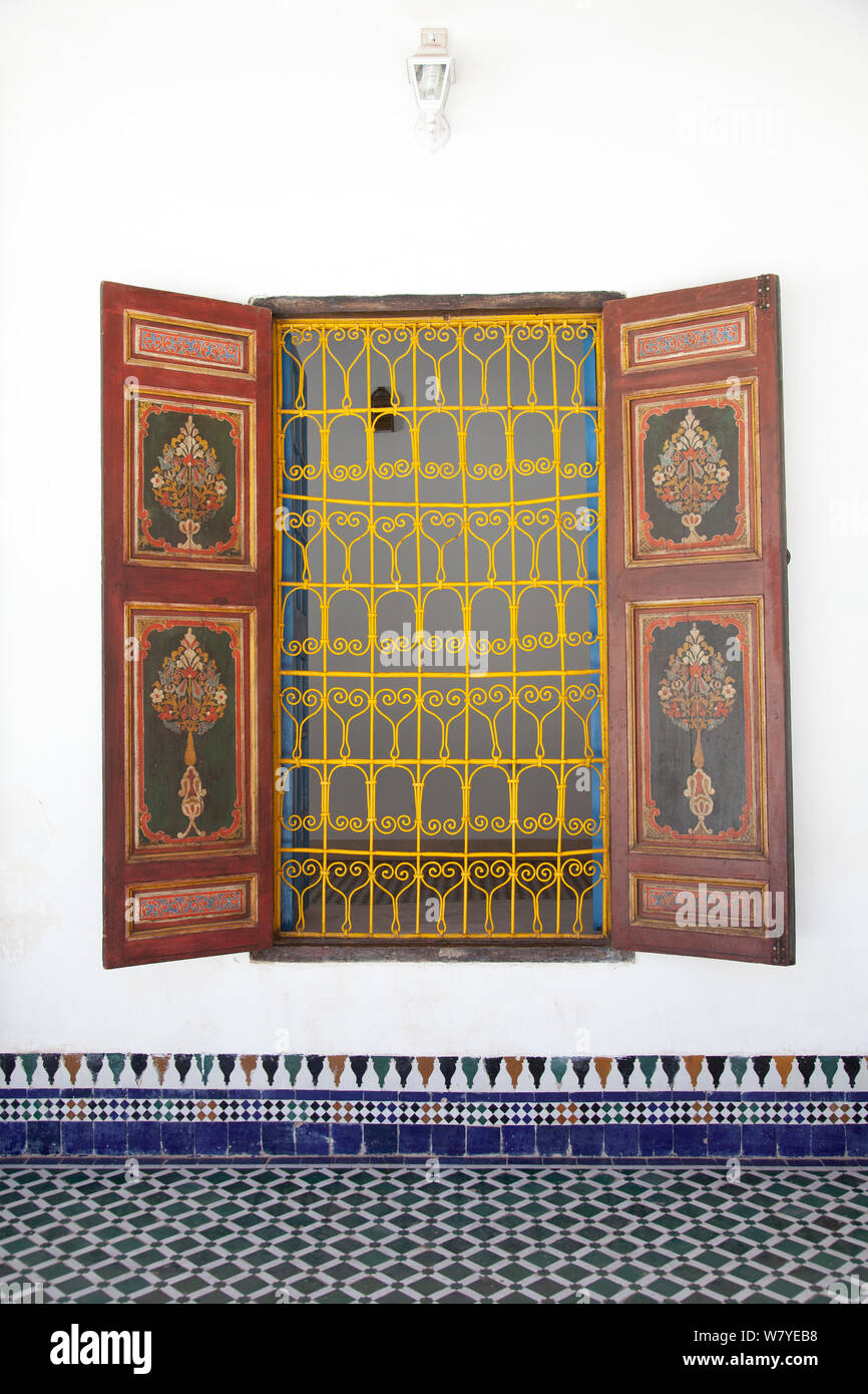 Bahia Palace Courtyard Window in Marrakech, Medina - Morocco Stock ...