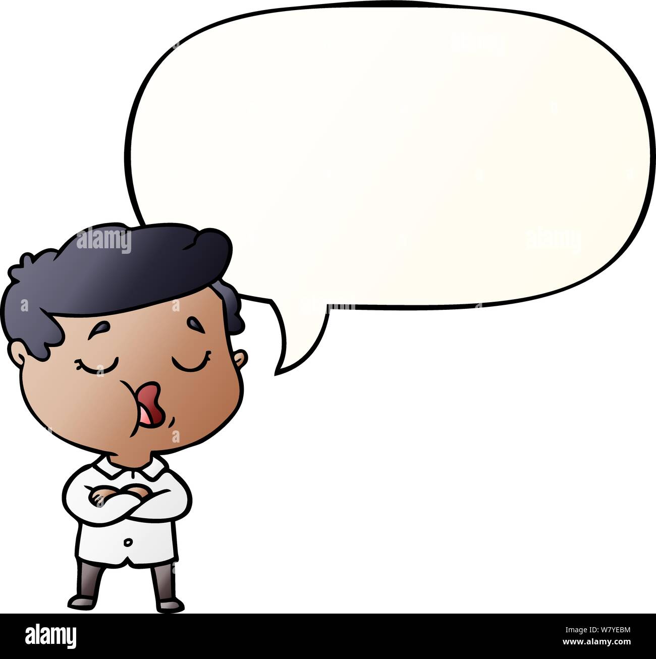 cartoon man talking with speech bubble in smooth gradient style Stock ...