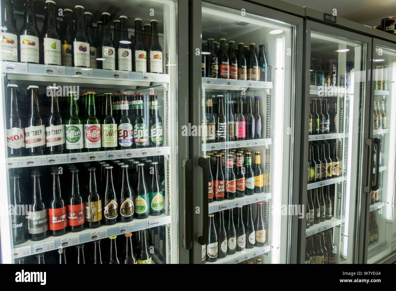 Bottles of imported beer are for sale in the Haifu Convenience Store ...