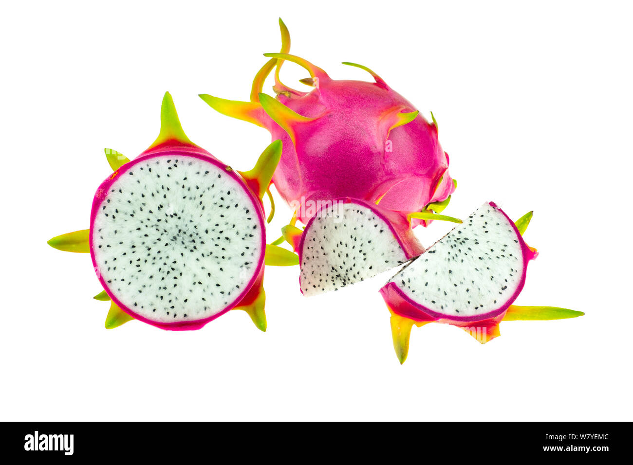 Beautiful pink dragon fruit or pitaya isolated at white background ...