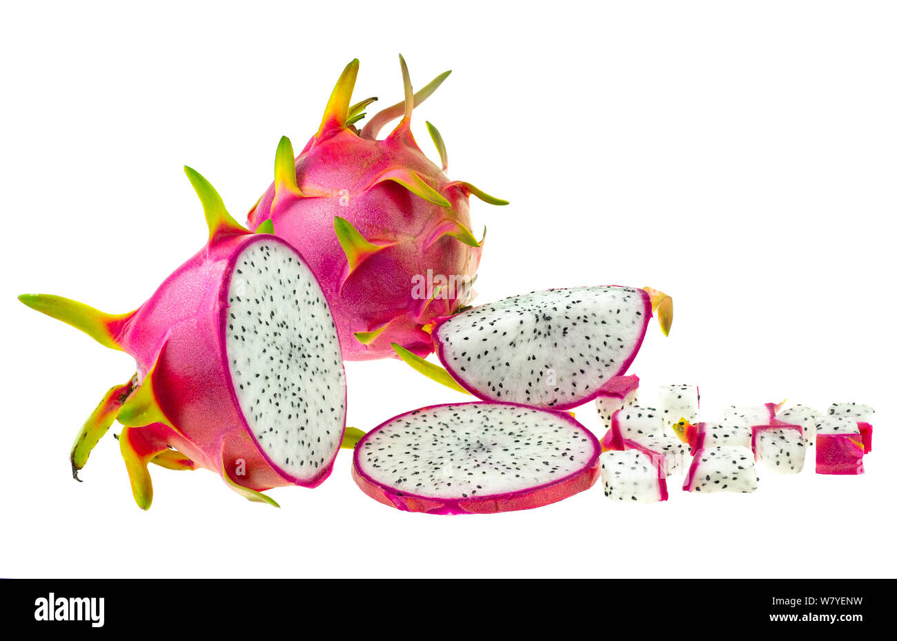 Beautiful pink dragon fruit or pitaya isolated at white background ...