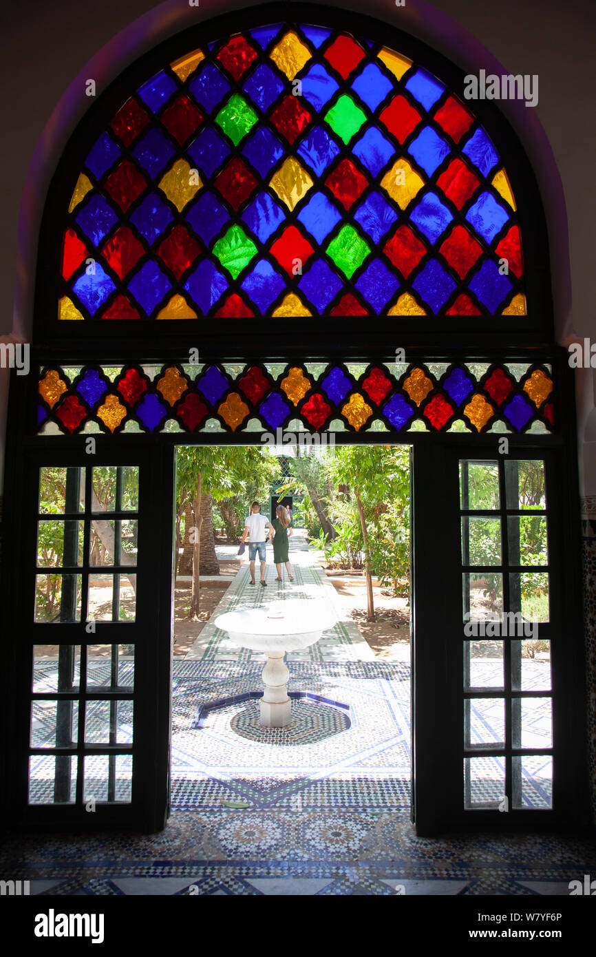 Bahia Palace Garden Stained Glass Doors in Marrakech, Medina - Morocco ...