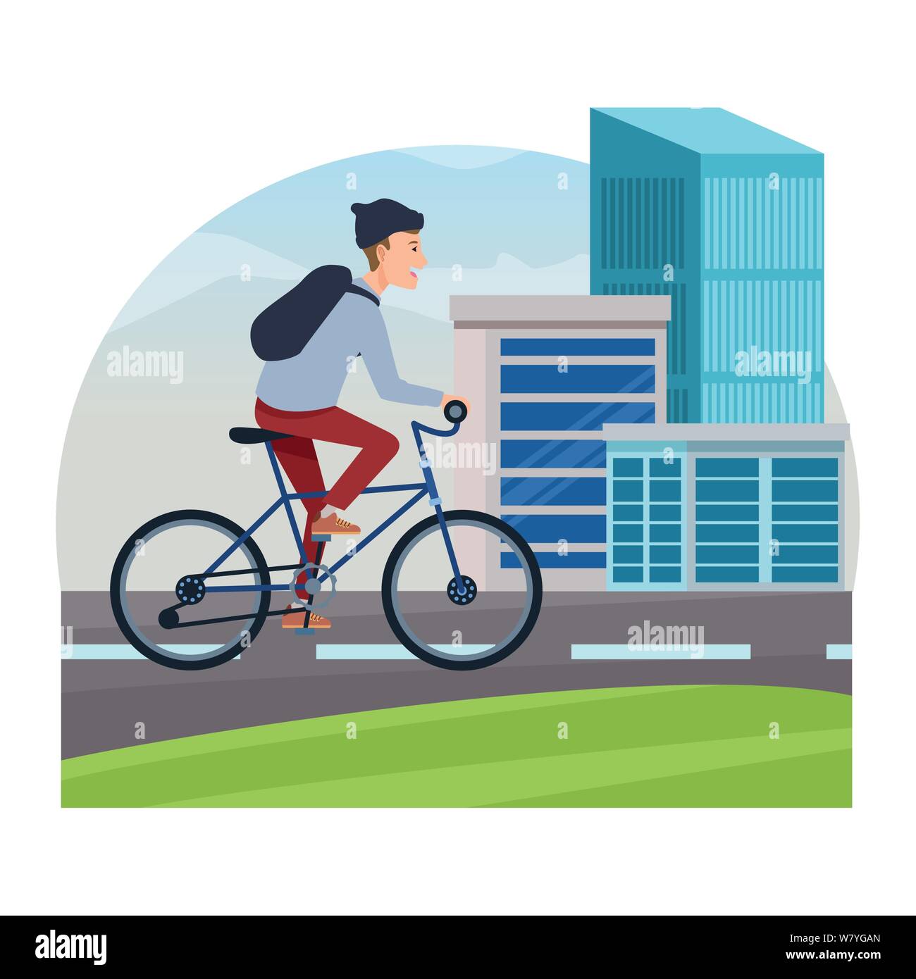 Young man riding on bicycle cartoon Stock Vector Image & Art - Alamy
