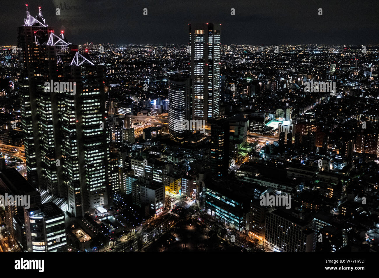 Night time view of downtown Tokyo from Tokyo Tower in Tokyo, Japan ...