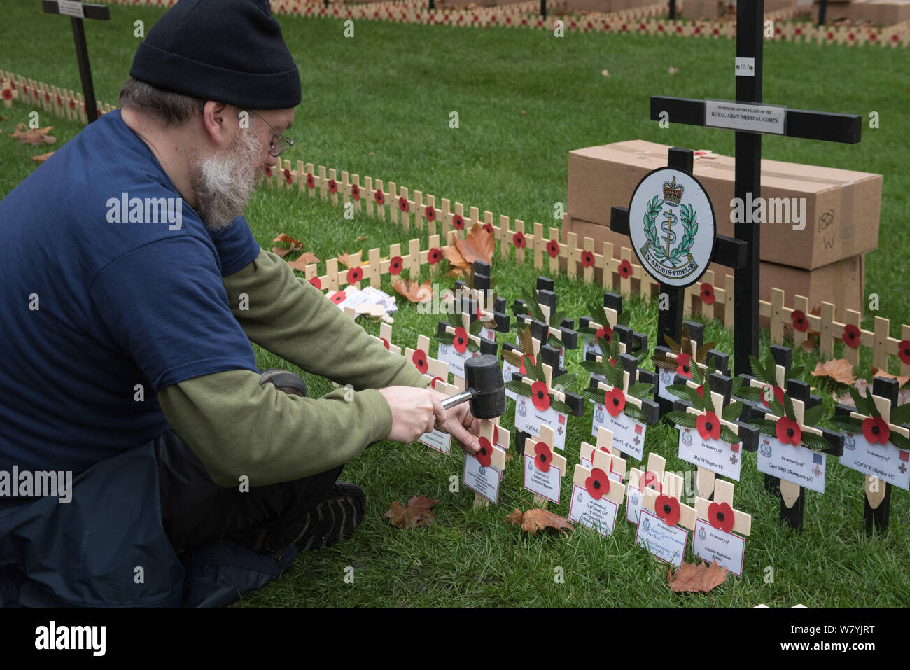 Wooden cross in the field of remembrance in westminster abbey hi-res ...