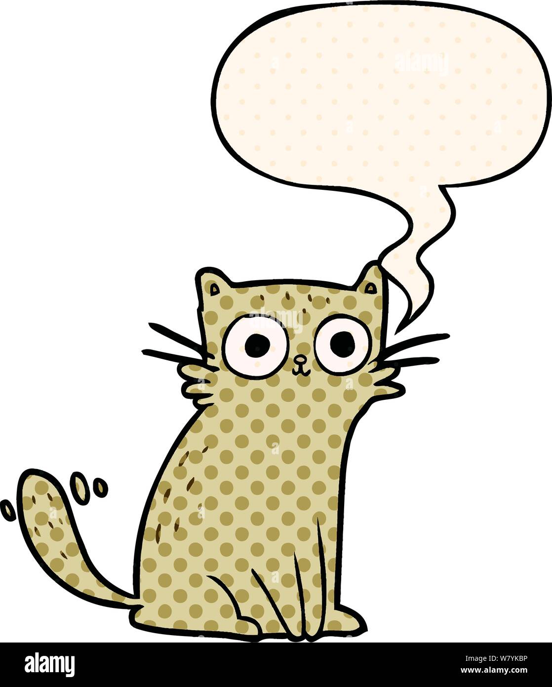 cartoon staring cat with speech bubble in comic book style Stock Vector ...