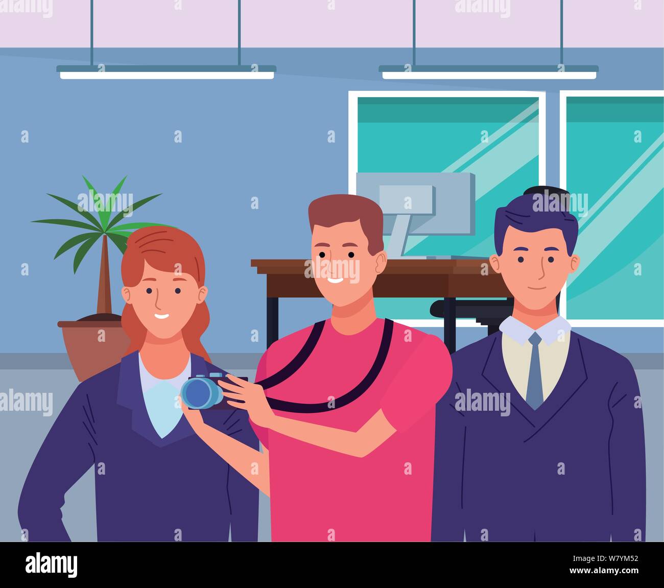 Professionals workers characters smiling cartoons Stock Vector Image ...