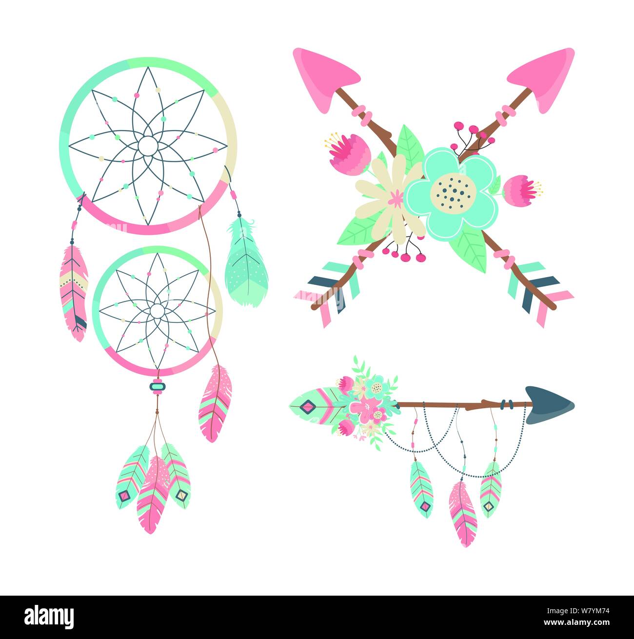 set of decorations boho style vector illustration design Stock Vector ...