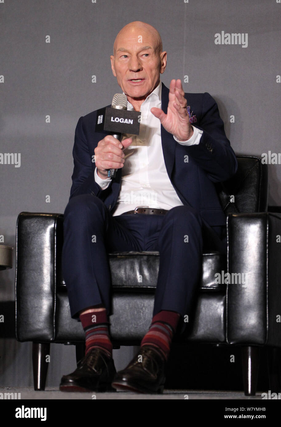 British actor Patrick Stewart attends a press conference for his first ...