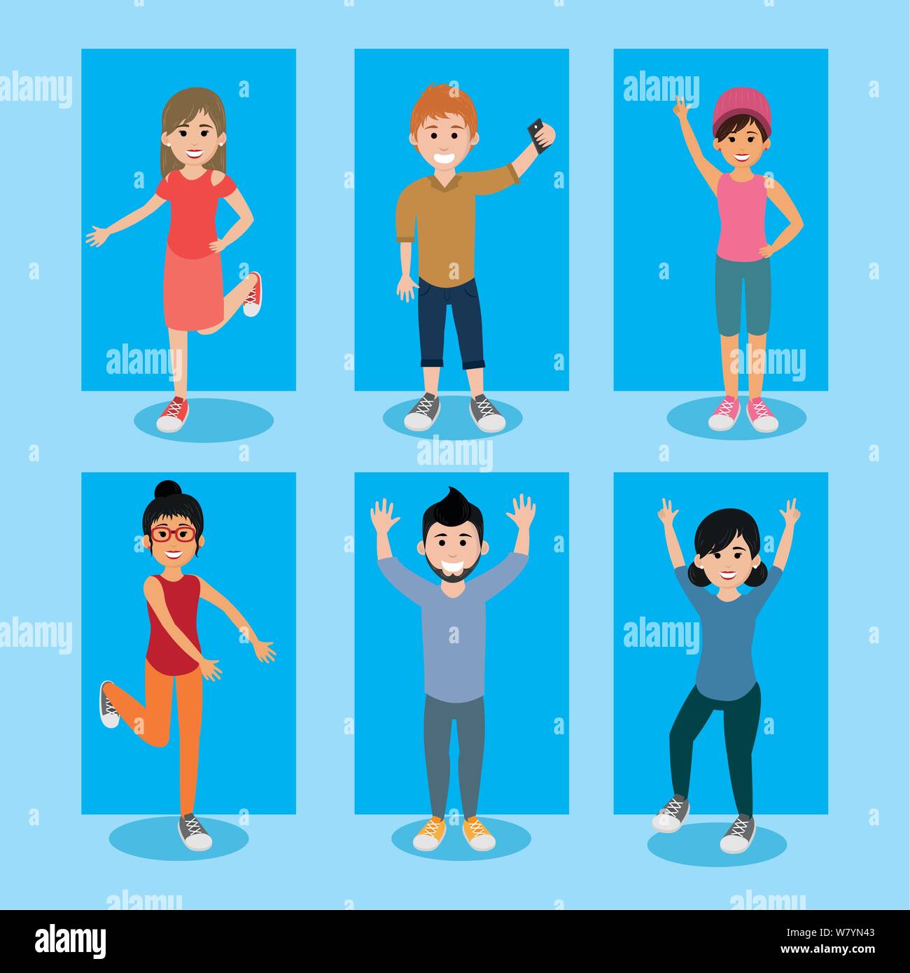 friends youth happy people cartoon Stock Vector Image & Art - Alamy