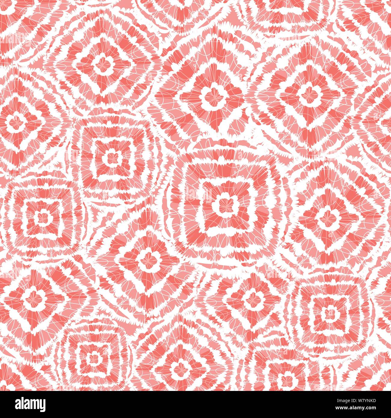 Vector coral pink shibori diamond and squares overlap pattern. Suitable ...
