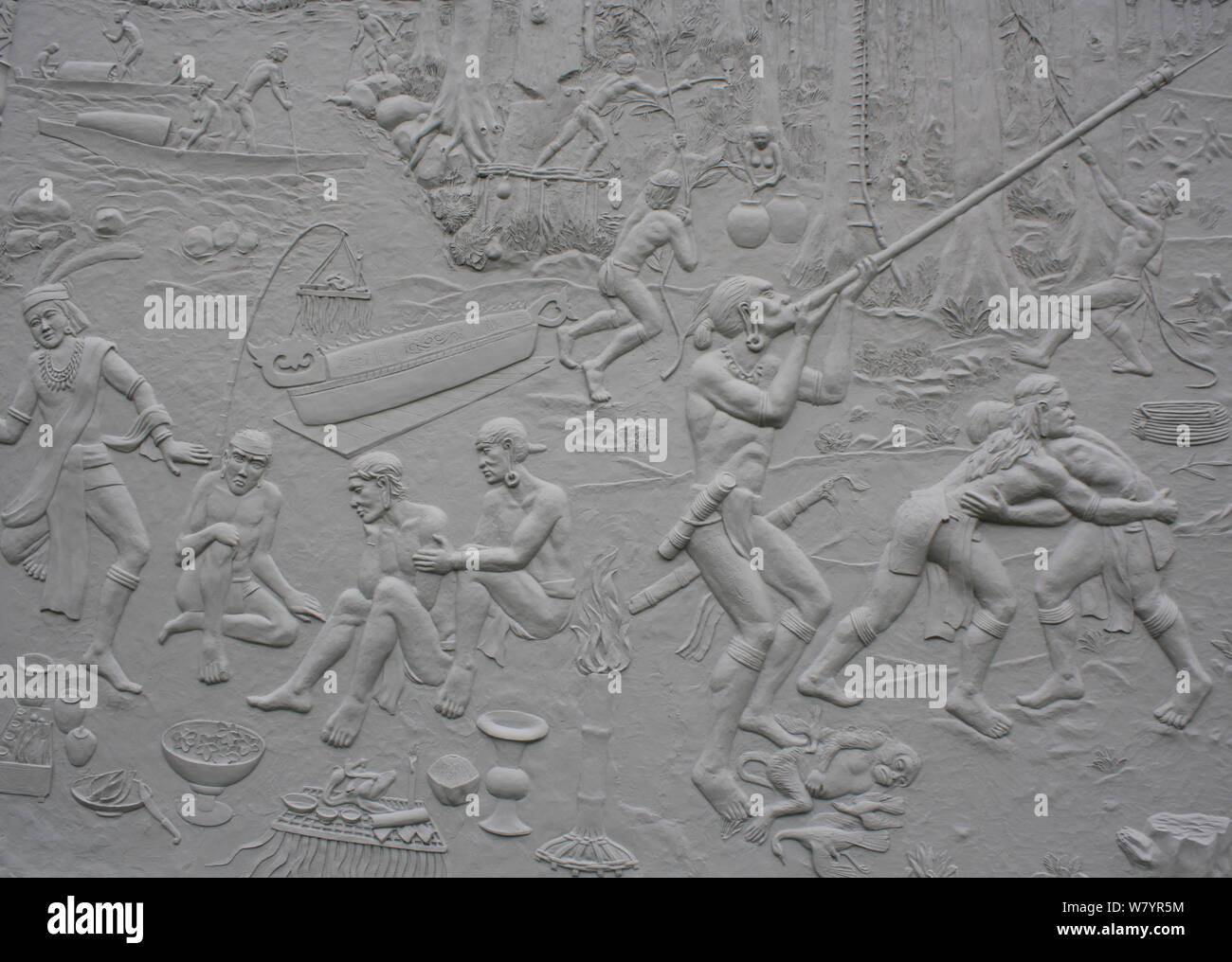 Mural outside museum in Pontianak showing scenes from daily life of ...