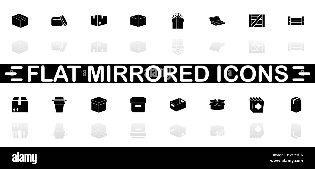 Box and Crates icons - Black symbol on white background. Simple ...