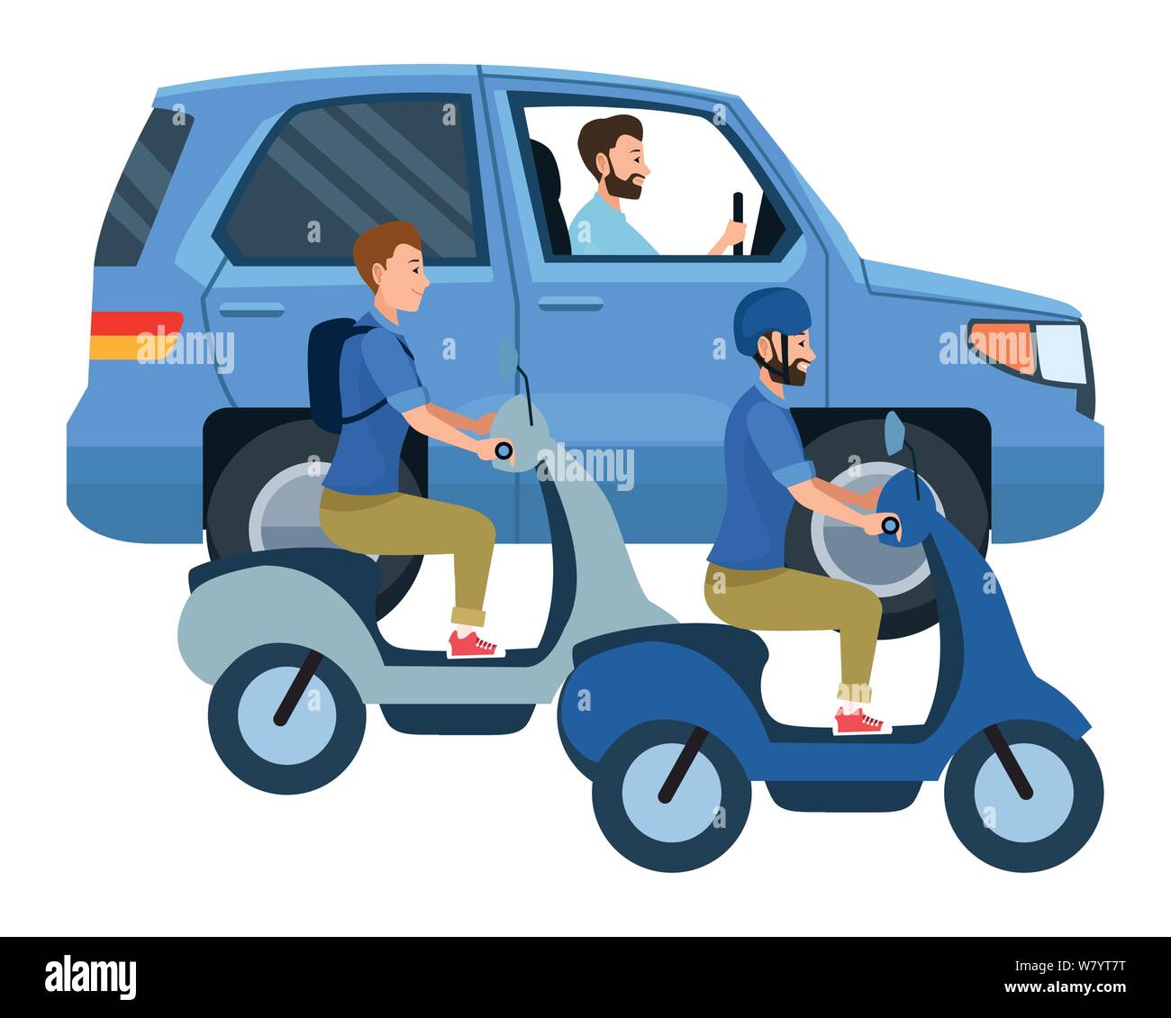Vehicles and motorcycles with drivers riding Stock Vector Image & Art ...