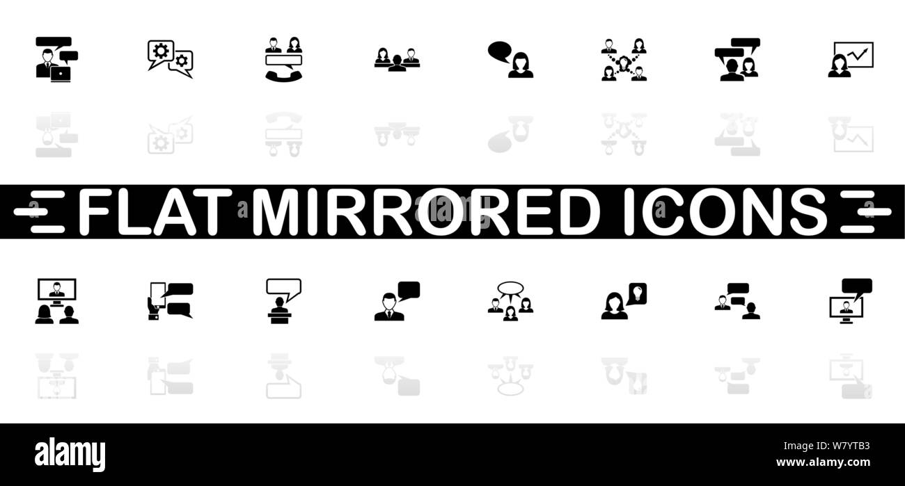 Business Communication icons - Black symbol on white background. Simple ...