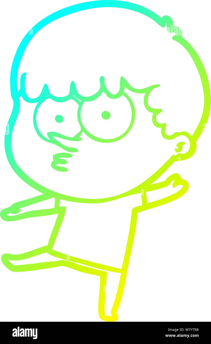 cold gradient line drawing of a cartoon curious boy Stock Vector Image ...