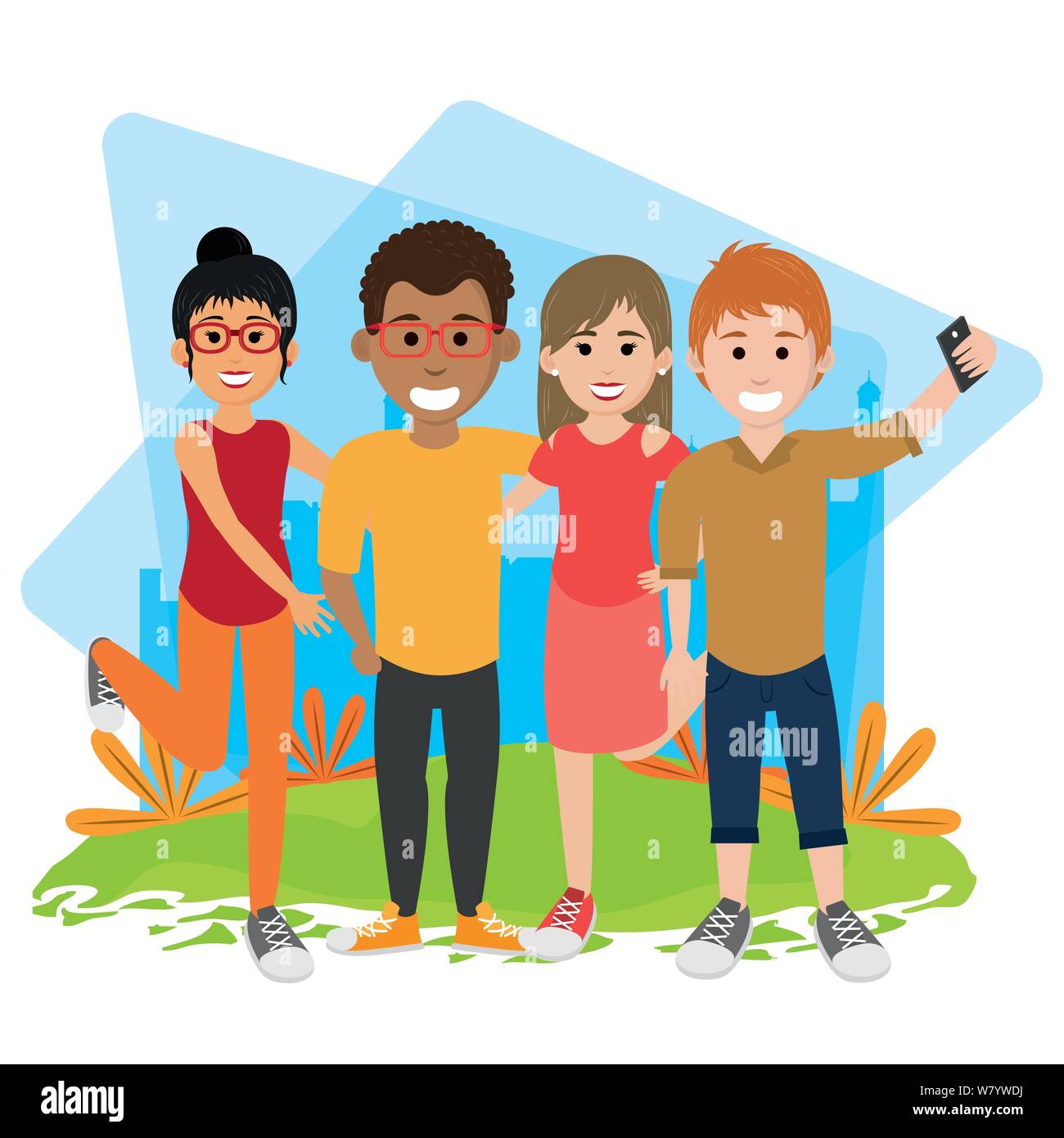 friends youth happy people cartoon Stock Vector Image & Art - Alamy