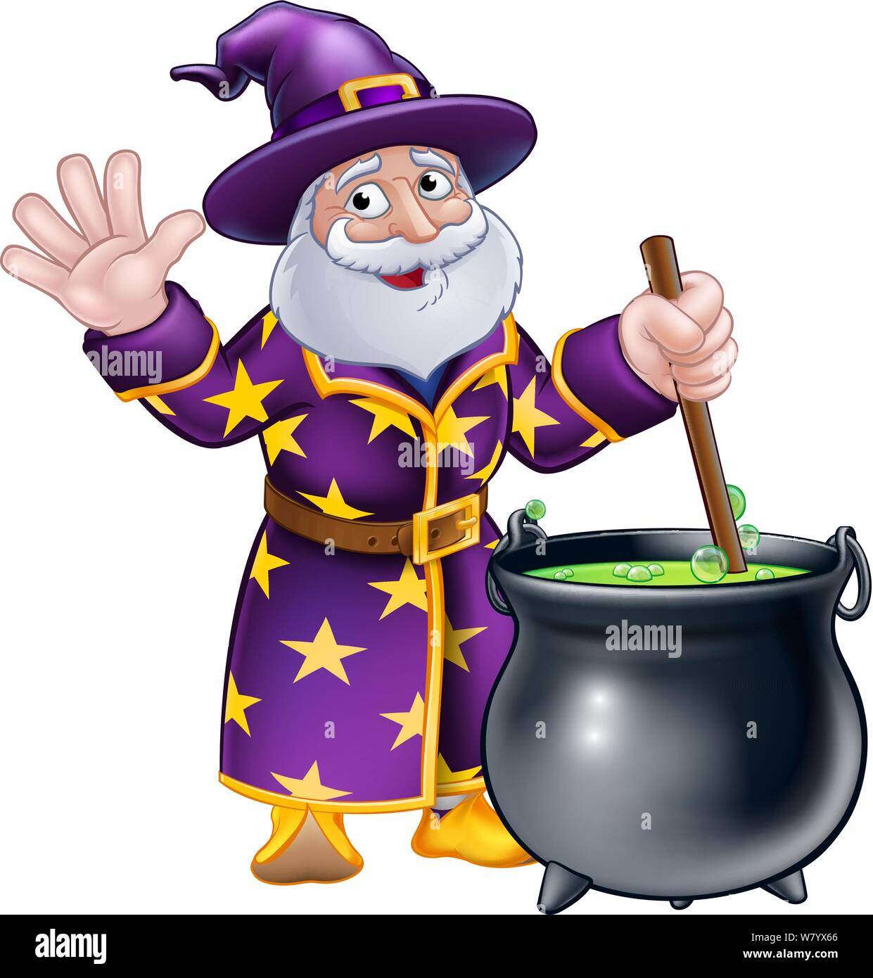 Wizard Cartoon Character and Cauldron Stock Vector Image & Art - Alamy