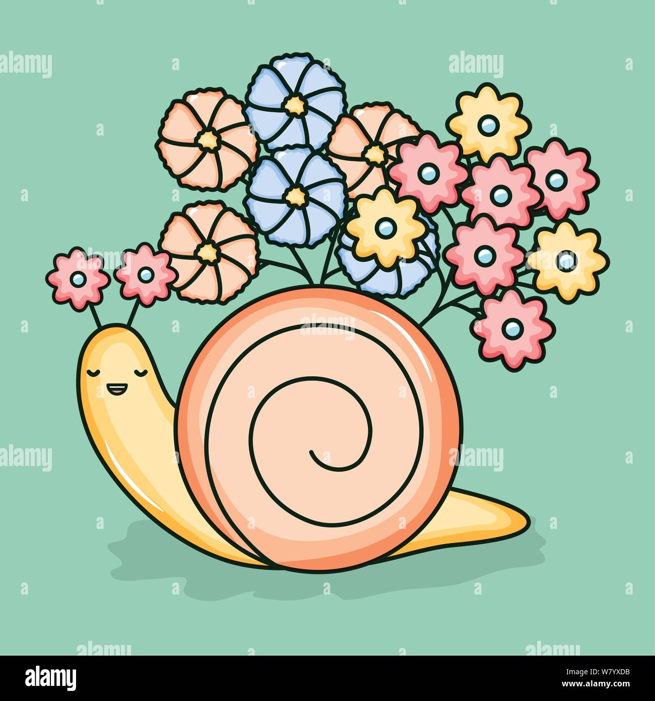 cute little snail kawaii character vector illustration design Stock ...