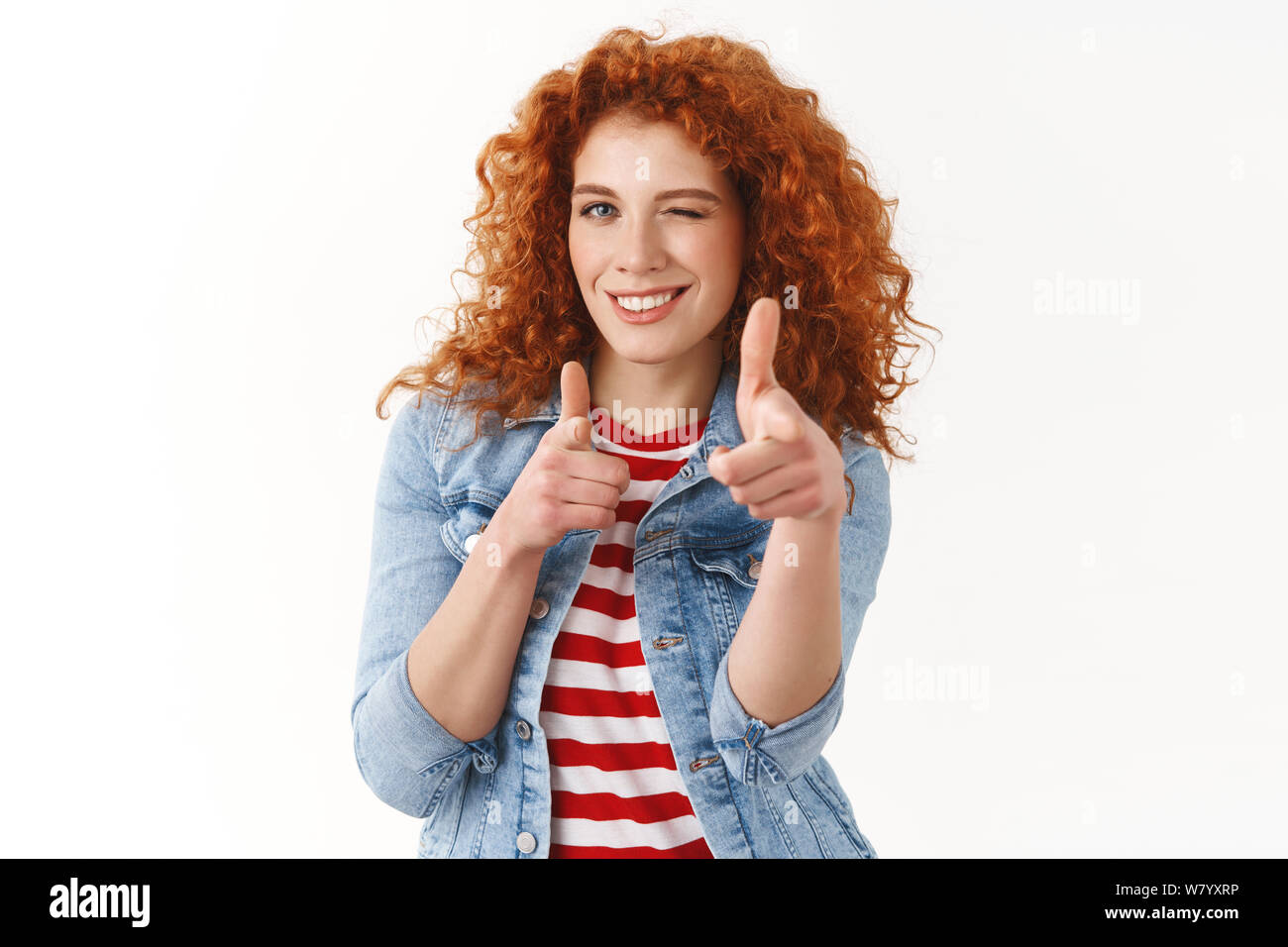 Waist Up Cheeky Good Looking Redhead Female Giving Hint Winking