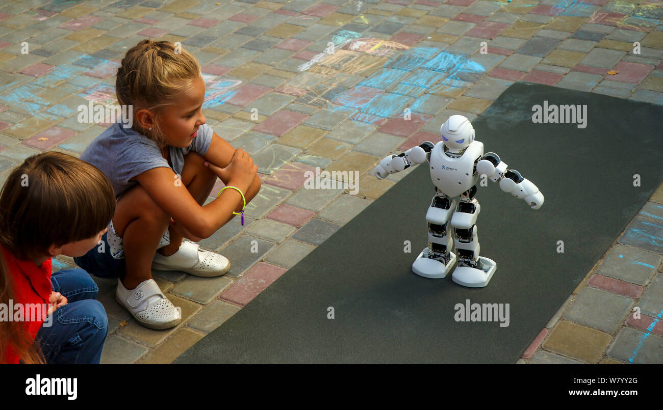 Kremenchuk, Ukraine - 3.08.2019: Demonstration of high technology of ...